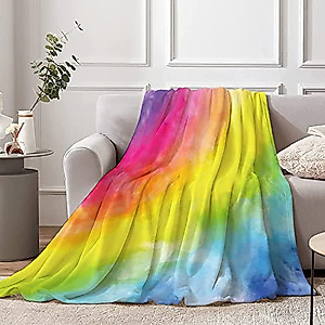 Paready Rainbow Colorful Blanket, Rainbow Throw Blanket Soft Fleece Blankets Suit All Season Gift Blanket for Girls Kids Adult Travel Camping Cozy Blanket for Bedroom Living Room Sofa Couch 50"x60"