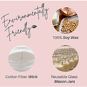 Nika's Home Cherry Blossom Soy Candle 12oz Mason Jar Non-Toxic White Soy Handmade, Long Burning 50-60 Hours Highly Scented All Natural, Clean Burning Large Candle Gift Décor