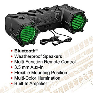 BOSS Audio Systems ATV30BRGB ATV UTV Weatherproof Sound System - 6.5 Inch Speakers, 1 Inch Tweeters, Built-in Amplifier, Bluetooth, Multi-Color Illumination, Easy Installation for 12 Volt Vehicles