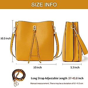 BOSTANTEN Women Handbags Leather Designer Tote Purses Lady Crossbody Bucket Shoulder Hobo Bags for Work Daily (Yellow)