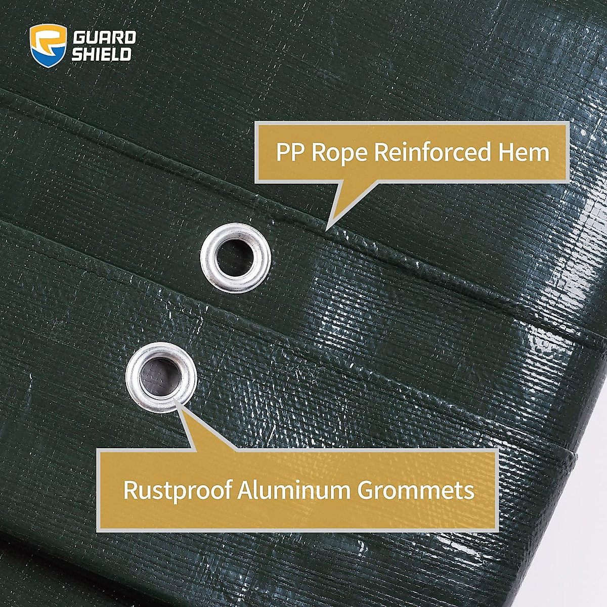 GUARD SHIELD Super Heavy Duty Green/Silver Poly Tarp Cover 10x12 Feet Waterproof 16mil Thick UV and Tear Resistant Tarpaulin with Grommets and Reinforced Edges