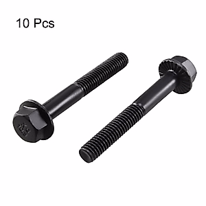 uxcell M6-1x45mm Hex Serrated Flange Bolts 10.9 Grade Carbon Steel Screws 10pcs