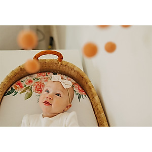 NODNAL CO. 3 Fitted Bassinet Sheets Set for Baby Girl - 100% OEKO-TEX Cotton Peonies & Roses - Pink Floral Boho Flowers - Cradle/Moses Basket, Hourglass, Oval, Rectangle Mattress Nursery Bedding Sheet