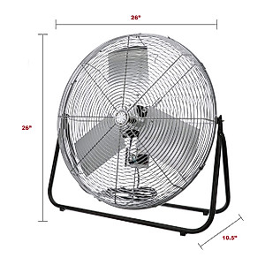TPI Corporation F24-TE Industrial Workstation Floor Fan, Single Phase, 24" Diameter, 120 Volt