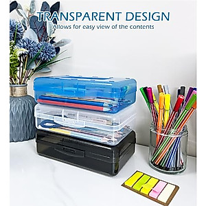 Nuozme Plastic Translucent Pencil Box,Pencil Cases with Snap-Tight Lid for Pens, Pencils, School Supplies,Office Supplies, 1 Pack
