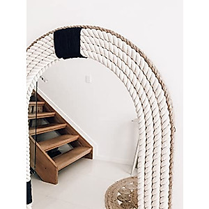 Oval Large | 30in x 18in | Oval Navy Nautical Hampton Coastal Rope Mirror Twisted Rope Home Decor Wall Hanging Mirror (White and BLACK30*18IN)