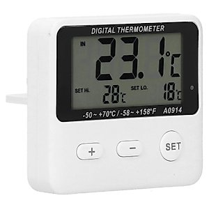 Walfront Digital Freezer Thermometer Battery Powere Universal Refrigerator Temperature Measuring Alarm Console with Probe for Kitchen Home Restaurants Bars, Thermostat