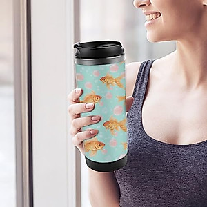 Bubblegum Fish Travel Coffee Mug Reusable Insulated Drinking Cup with Lid for Home Outdoor Works 13 Oz
