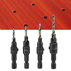 4 Pieces Hex Shank HSS Drill Bits Set Screw Reaming Drill #6#10#13#16 Countersink Drill Bit for Woodworking Tool