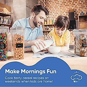 Cereal Containers Storage Set Large (4L,135.2 Oz), Airtight Food Storage Containers for Kitchen & Pantry Organization, Cereal Storage Container Set for Crunchiness, BPA Free Dispenser Keepers