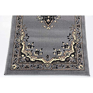 Unique Loom Reza Collection Traditional Persian Style Area Rug, 2 ft 2 in x 8 ft 2 in, Gray/Ivory