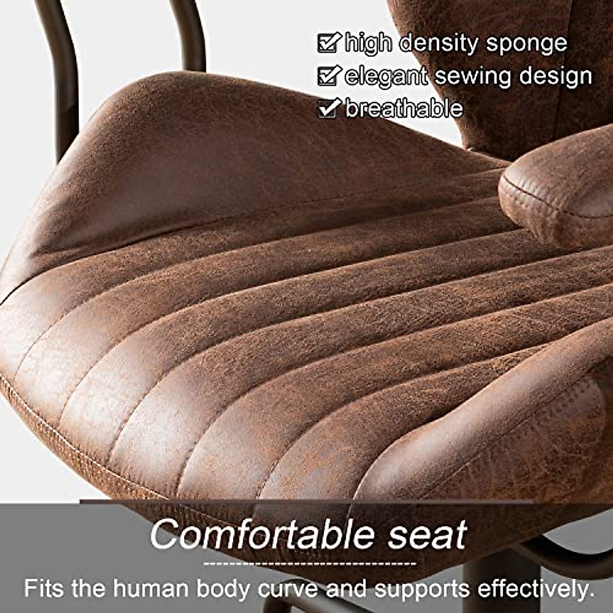 ovios Ergonomic Office Chair Modern Computer Desk Chair Suede Fabric Desk Chair with Armrests for Executive or Home Office (Dark Brown)