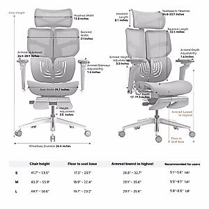 HINOMI X1 Ergonomic Office Chair with Foot Rest - Comfortable Computer Chair, Home Office Desk Chair with Lumbar Support, Comfy Mesh Office Chair, Gaming Chair for Adults (Black, Large)