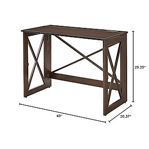 Stakmore Folding Desk with Built in 100V outlet and USB, Espresso Finish