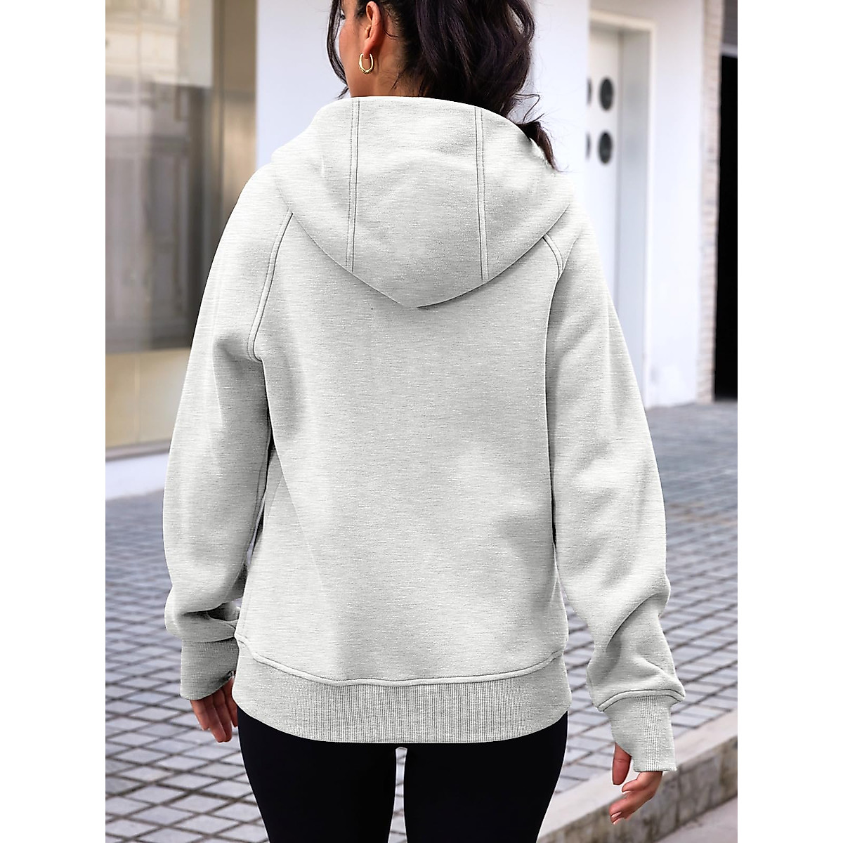 Trendy Queen Womens Zip Up Hoodies Oversized Sweatshirts Fall Outfits Long Sleeve Fleece Sweaters With Pockets Full Zip Winter Coats Jackets Y2k Clothes Teen Girls Fashion Grey
