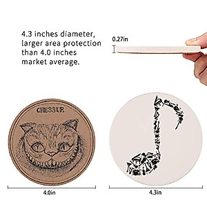 Coasters for Drinks Absorbent, Marble Coasters, Haina Drink Coaster Set of 4 - Music Style Home Decor Stone Coasters with Cork Backing Unique Present for Friends, Men, Women, Home, kitchen, - White