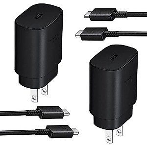 Type C Charger Super Fast Charging, 25W PD USB C Wall Charger Block 5ft Android Phone Cable for Samsung Galaxy S22, S22 Plus, S20 / S21 Ultra 5G Plus, Note 20/10 Plus, Z Fold/Flip 3 4, (2 Pack)