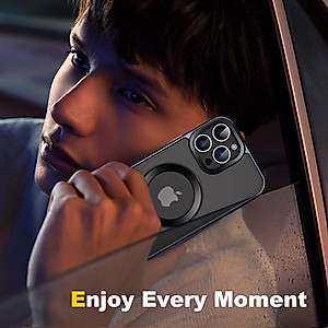 IKARY for iPhone 13 Pro Max Case with Hidden Magnetic Stand Compatible with Magsafe & Military-Grade Drop Protection - Shockproof Translucent Matte iPhone 13 Pro Max Phone Case, Black