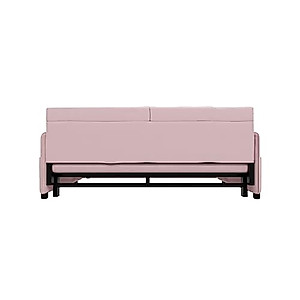 FANYE Queen Size Loveseat Sleeper Sofa Bed,Oversized Convertible Love Seats Sofabed W/Pull Out Sleep Couch and Padded Armrests for Living Room, Velvet Upholstered Lounge Daybed