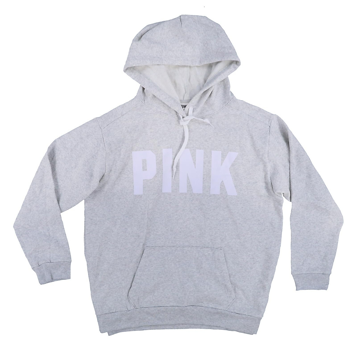 Victoria's Secret Pink Pullover Graphic Hoodie (Gray White Logo, XL)