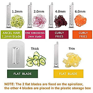 WellToBe 6-Blade Vegetable Spiralizer Spiral Slicer Veggie Pasta Spaghetti Maker for Healthy Low Carb/Paleo/Gluten - 304 Food Stainless Steel Body