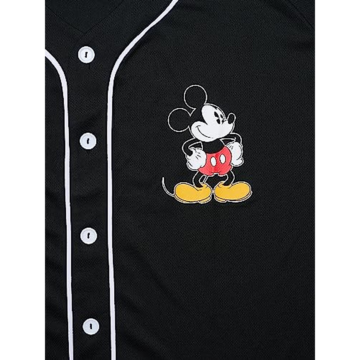 Disney Mickey Mouse 28 Womans Jersey Shirt Button (Black, XX-Large)