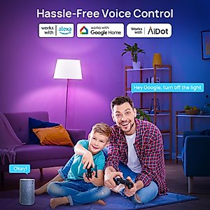 Consciot Smart Light Bulbs, WiFi Color Changing Light Bulb, LED Light Bulb That Compatible with Alexa & Google Home, A19 E26 Smart Bulb 60 watt Equivalent, Music Sync, Dimmable Smart LED Bulb, 4 Pack