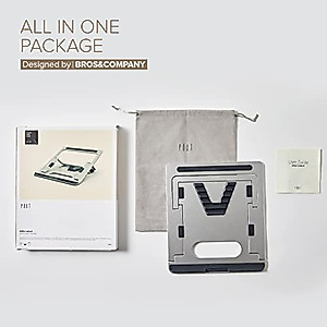 POUT Eyes 3 Angle - Adjustable Angled Ergonomic Laptop Stand Riser - Notebook Computer Holder Compatible w/ MacBook Air Pro Dell HP & More 11"-17" Laptops - Foldable & Portable w/ 5 Angles (Silver)