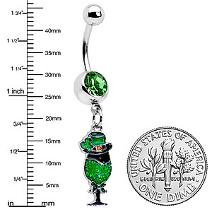 Body Candy Womens 14G 316L Steel Navel Ring Piercing Fancy Leprechaun St Patricks Dangle Belly Button Ring