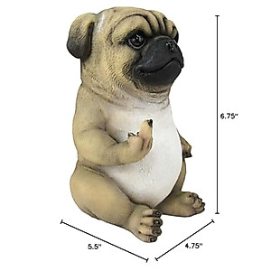 Pug Life Cheeky Middle Finger-Flipping Pug Dog Hand Painted ResinStatue - Adorable 6.75-Inch Decorative Figurine for Your Home, Office, and Garden Display