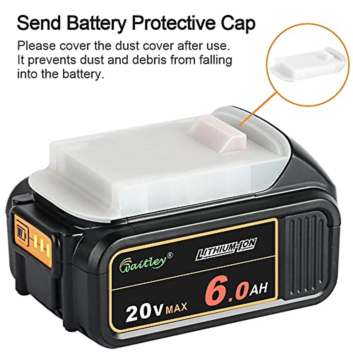 ZLWAWAOL 2 Pack DCB206 20V MAX 6.0Ah Replacement Battery Compatible with Dewalt 20V Battery DCB200 DCB203 DCB204 DCB206 20V DCD/DCF/DCG/DCS Series Cordless Power Tool