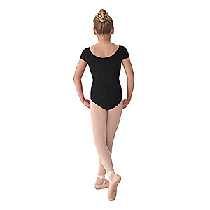 Mirella Girl's Princess Seam Cap Sleeve Dance Leotard Black 12