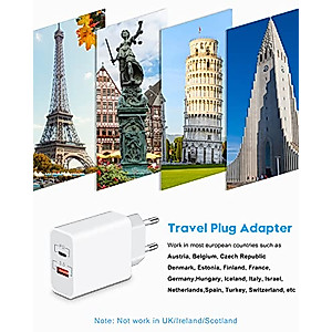 [3 Pack] European Travel Plug Adapter, JUNVANG International Power Adaptor with 20W Dual Port PD&QC 3.0 USB C Fast Charger Block for US to Most of Europe EU Germany France Italy Spain Iceland, Greece