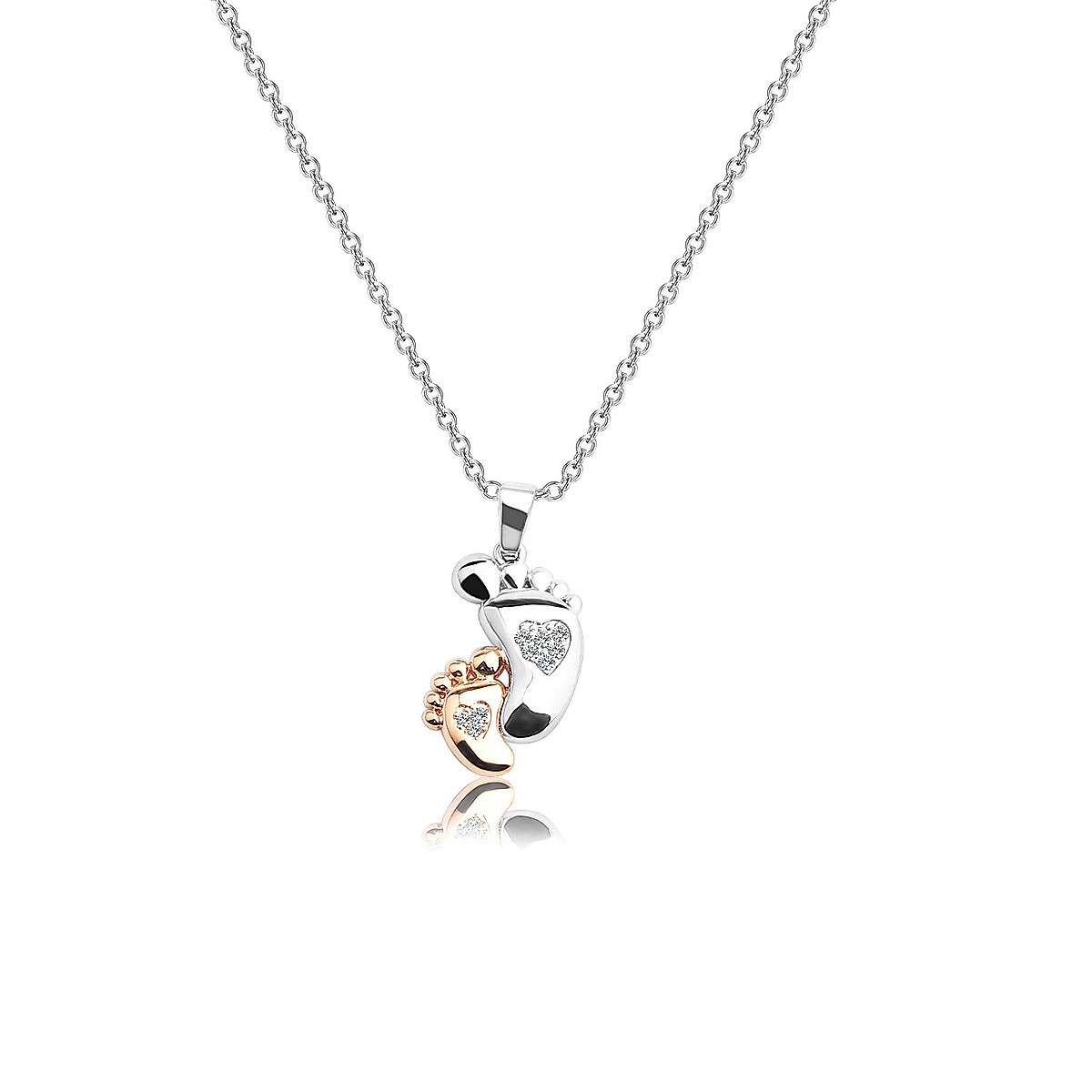 FEELMEM New Mom Gifts Baby Feet Footprint Necklace for New Mother Mommy to Be Pregnancy Announcement Gift(neck- Cooper footprint)