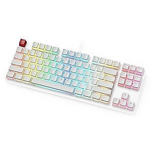 Glorious Aura V1 (White) Pudding Keycaps - Double Shot PBT Translucent for Mechanical Keyboards, 104 Key Set, TKL, Compact Compatible, English (US) Layout (Aura (White))