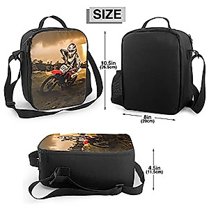 Nerxy Insulated Dirt-Bike Motocross Lunch Cooler Tote Bag Lightweight Motorcycle Reusable Thermal Lunch Bags Motorcyclist Food Container for Boys Men Girls