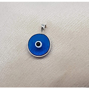 MYSTIC JEWELS by Dalia – Glass Evil Eye Pendant for Good Luck – 925 Sterling Silver – Diameter of Pendant 0,6"