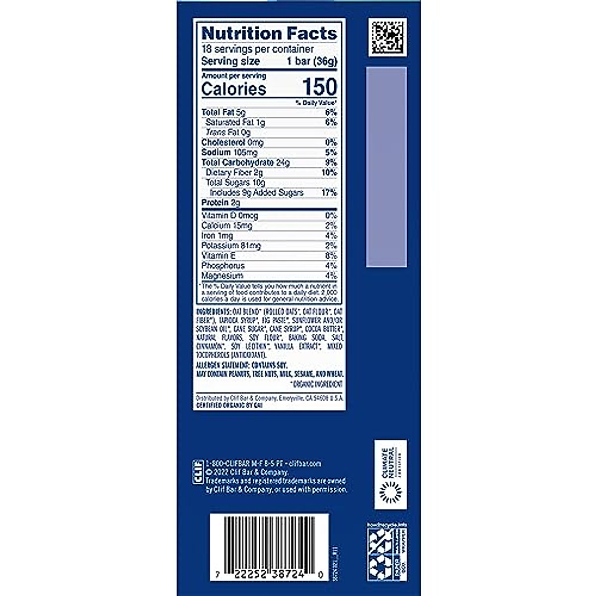 CLIF Kid Zbar - Iced Oatmeal Cookie - Soft Baked Whole Grain Snack Bars - USDA Organic - Non-GMO - Plant-Based - 1.27 oz. (18 Pack)