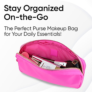 DANCOUR Small Makeup Bag, Small Makeup Pouch, Preppy Makeup Bag, Nylon Makeup Bag, Makeup Bag Purse, Preppy Bag, Cute Makeup Bag, Small Cosmetic Bag, DIY Stuff Bag, Hot Pink Makeup Bag