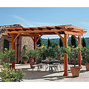 U-MAX Outdoor Pergola 12'x10' Wood Pergola Gazebo with Durability, Stability, Structure, Snow and Wind Supported, Corrosion Resistance for Patio Deck Garden