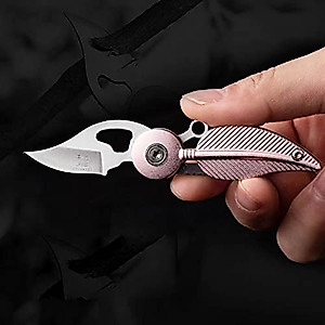 HENWAFX Pink feather knife for unpacking express delivery, small fruits, ladies mini knife is easy to carry (1 pack)…