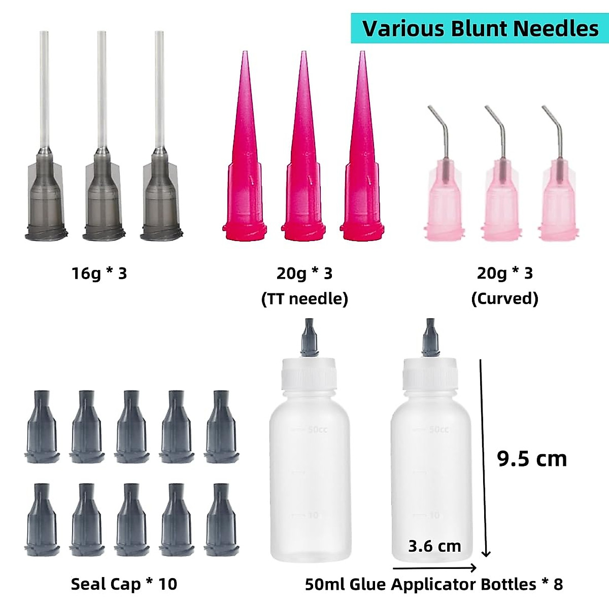 KIGITIK 8 Pcs 50ml Precision Tip Applicator Bottle, Needle Tip Squeeze Bottle, Glue Squeeze Bottle,Glue Applicator Bottles, for Paint Quilling Craft and ink, Oil
