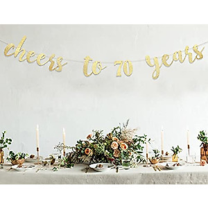 Cheers to 70 Years Banner - 70th birthday banner，happy 70th birthday banner,70th anniversary banner,70th birthday banner for men/women,70 Party Decorations banner