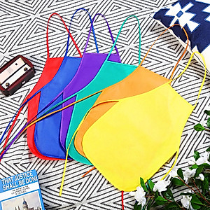 Yahenda 60 Pack Kids Painting Aprons Children's Artists Fabric Aprons Paint Apron Art Craft Aprons Disposable Child Apron(Red, Orange, Yellow, Green, Blue and Purple)