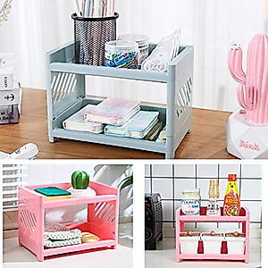 zgs78hh Double Layer Hollow Shelf, Plastic Cosmetics Desktop Finishing Bathroom Accessories Organizer,Storage Rack,2 Tier Shelf Holder, White