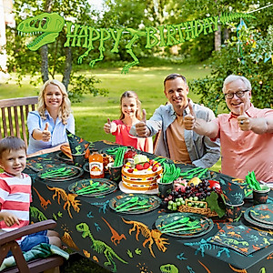 Uiifan 171 Pcs Dinosaur Party Supplies Include Dinosaur Birthday Paper Plates Cups Napkins Tableware Set Dinosaur Tablecloth Banner for Boys Kids Baby Shower Dino Theme Birthday Party Decorations