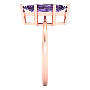 Clara Pucci 2.55 ct Marquise Cut Custom Engraving Solitaire Simulated Alexandrite Classic Statement Art Deco Ring 14k Rose Gold Size 6.5