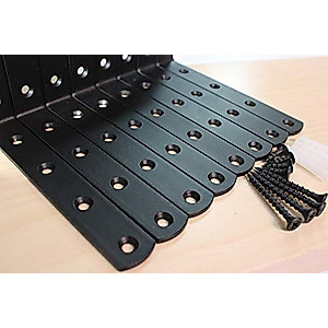 MHMYDZ 8 Pcs Matte Black Steel"L" Corner Brace Joint Angle Bracket Shelf Bracket Wall Hanging with Screws 125mmX75mm/5 InchX3 Inch Decorative Corner Brackets Joint Angle Bracket
