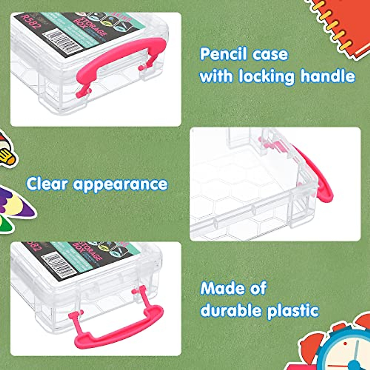 20 Pcs Clear Plastic Pencil Box Large Capacity Pencil Box Stackable Plastic Pencil Case Clear Crayon Organizers and Storage Plastic Pencil Storage for Kids School Drawing Tools Office Storage Supplies