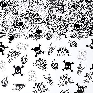 kreat4joy 200pcs Bad Two The Bone Party Decorations Confetti, Skeleton Theme 2nd Birthday Decorations, Double-Side Printing Confetti for Music Rock and Roll 2nd Birthday Party